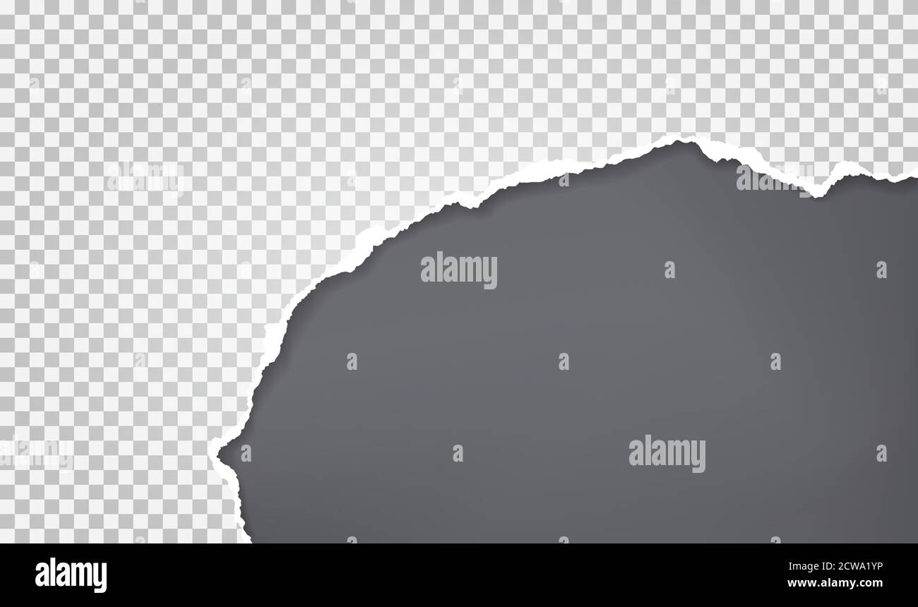 Piece of torn, ripped white square paper with soft shadow is on dark ...