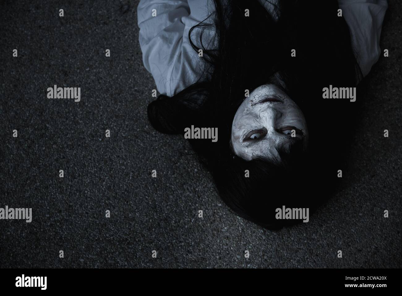 Woman ghost horror creepy close up her face, halloween concept Stock ...