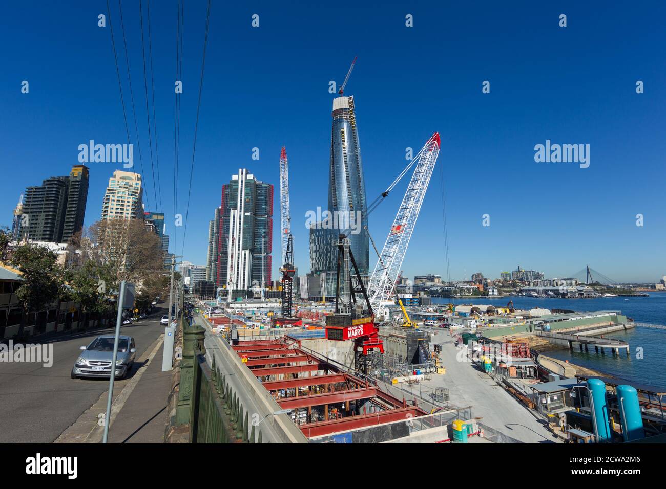 Construction of Barangaroo in Sydney, seen from High Street in Millers ...