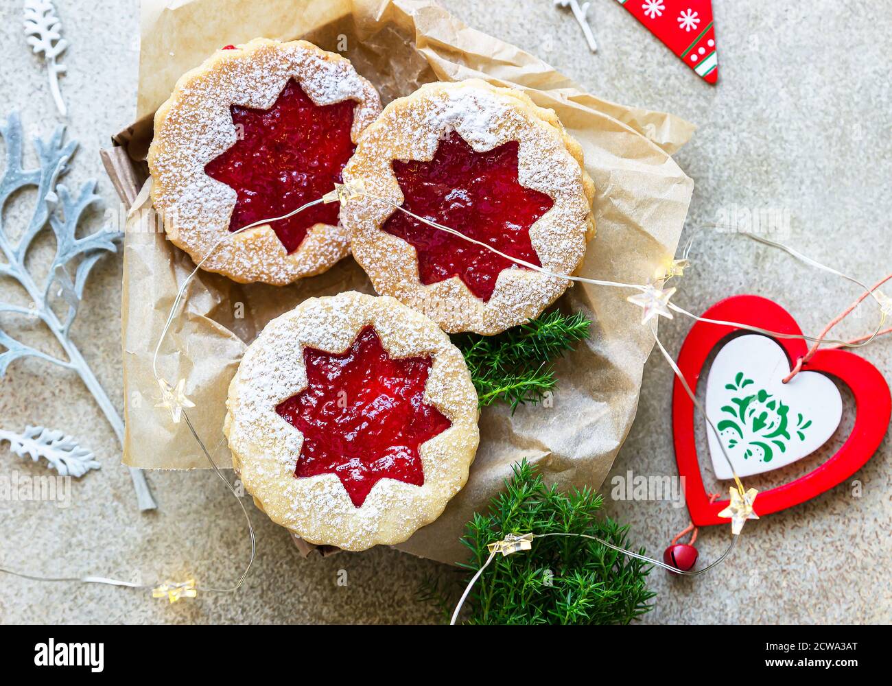 Traditional Austrian cookies with red jam. Christmas or New Year ...