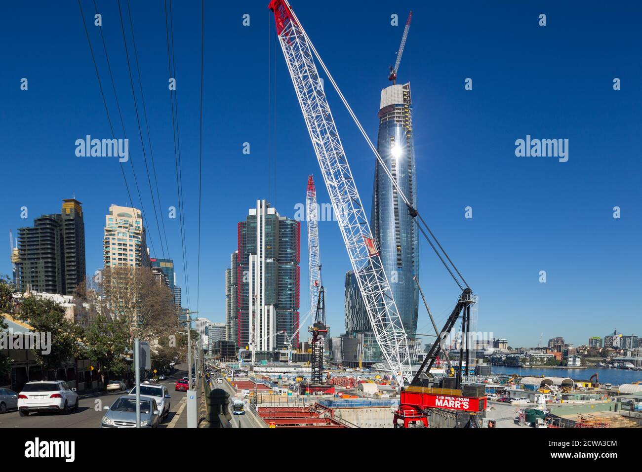 Construction of Barangaroo in Sydney, seen from High Street in Millers ...