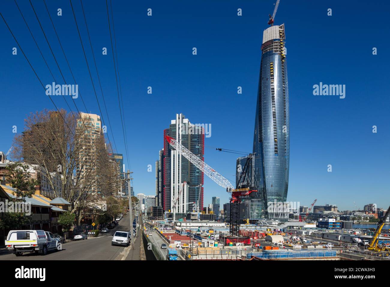 Construction of Barangaroo in Sydney, seen from High Street in Millers ...