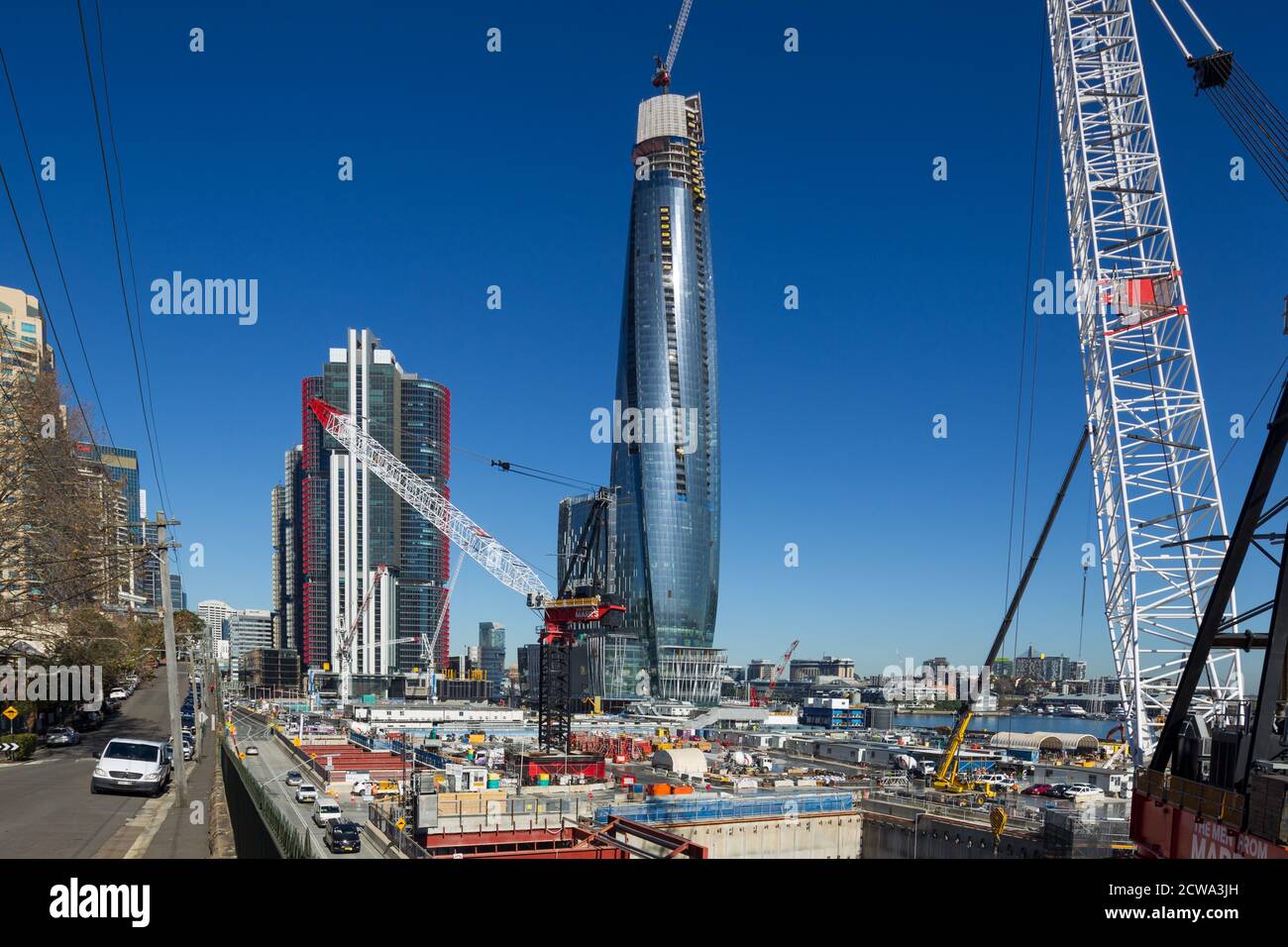 Construction of Barangaroo in Sydney, seen from High Street in Millers ...