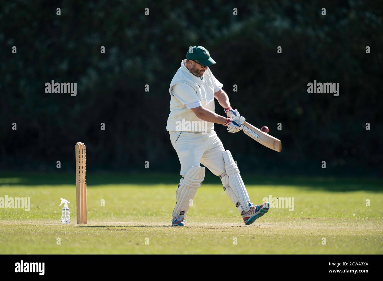 Cricket batsman playing shot Stock Photo - Alamy
