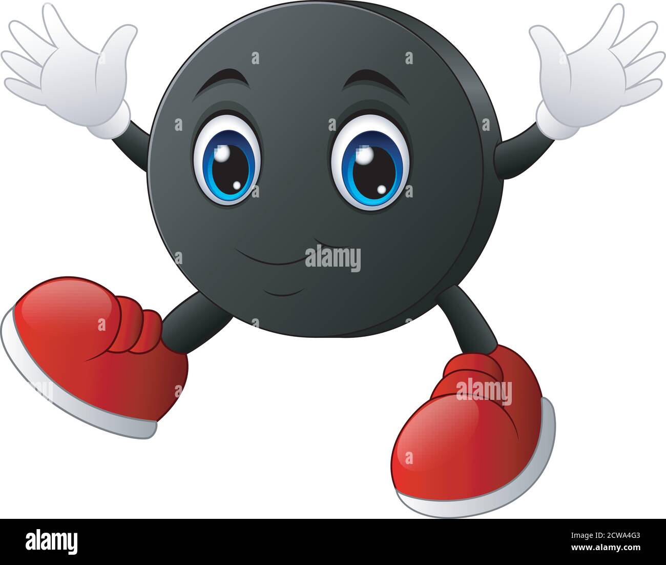 Vector illustration of Happy cartoon hockey puck character with smiling ...