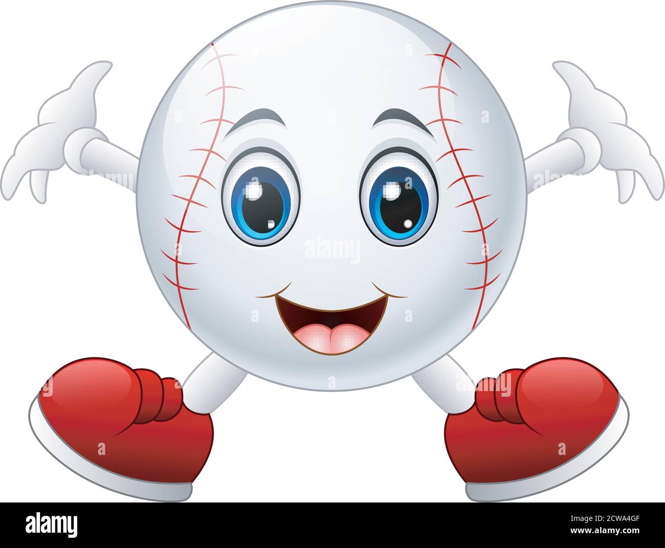 Vector illustration of Cute happy baseball cartoon smiling Stock Vector ...