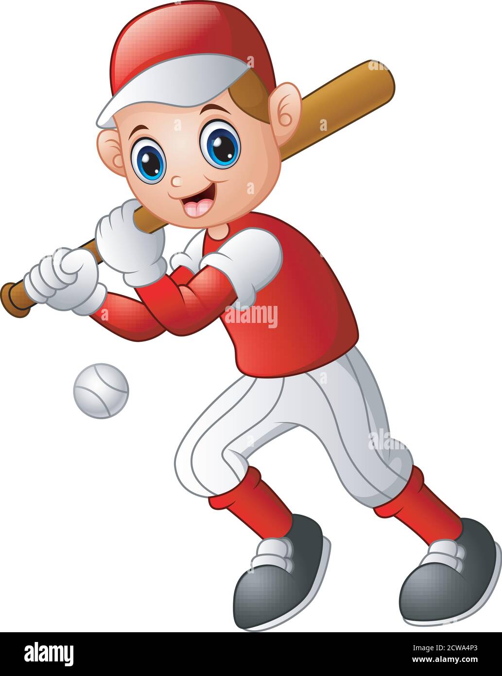 Vector illustration of Cartoon boy playing baseball Stock Vector Image ...