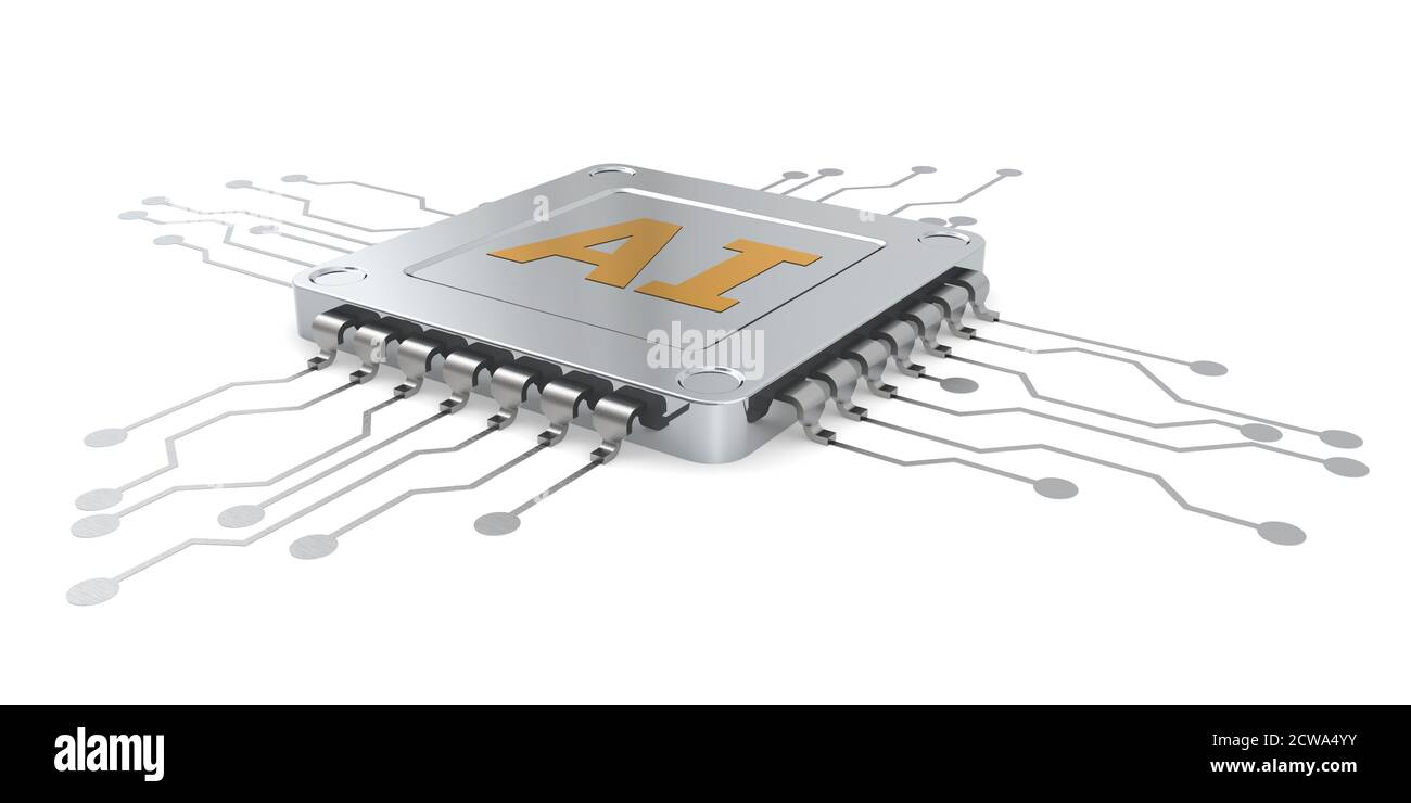 AI computer chip isolated on white background, 3D rendering Stock Photo - Alamy
