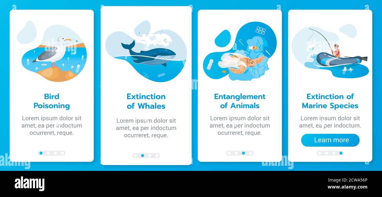 Plastic Pollution In Ocean Onboarding Mobile App Screen Vector Template Stock Vector Image And Art