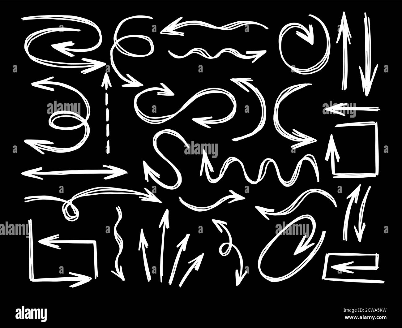 Arrow collection hand drawn style. Drawing line element design Stock ...