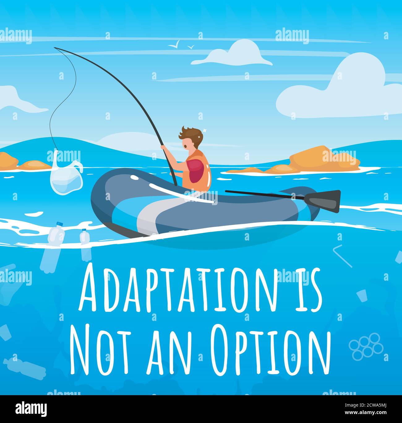 Plastic pollution in ocean social media post mockup Stock Vector Image ...