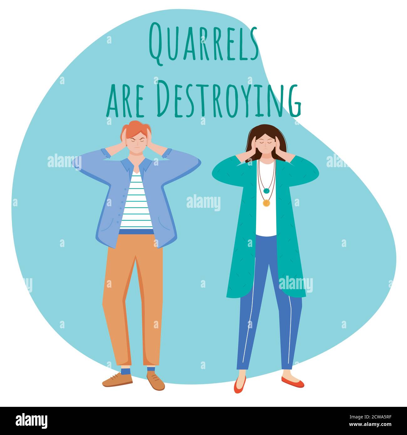 Quarrels are destroying flat poster vector template Stock Vector Image ...