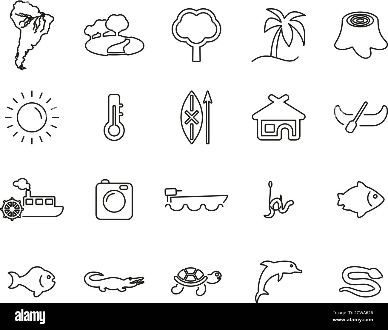 Amazon Rainforest Icons Thin Line Set Big Stock Vector Image & Art - Alamy