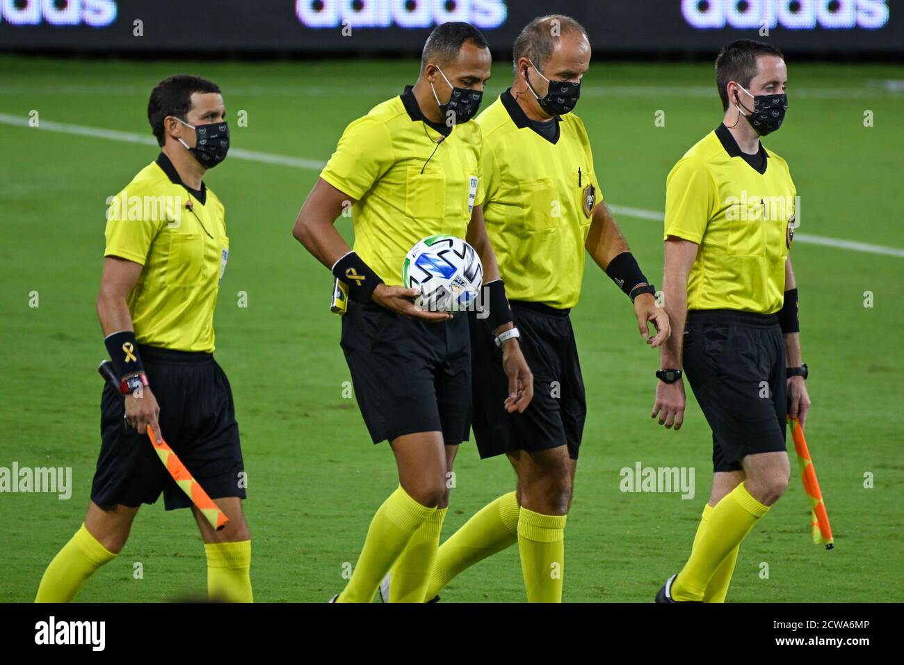 FIFA Referees take the field before a MLS soccer game, Sunday, Sept. 27 ...