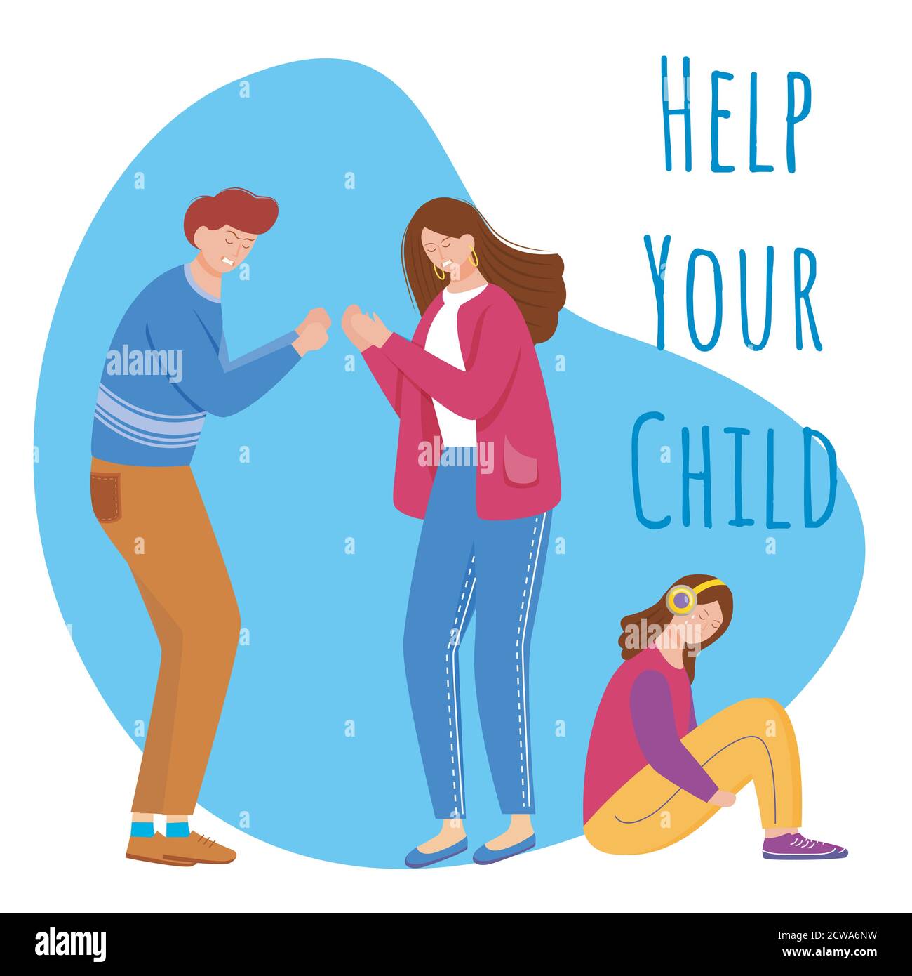 Help your child flat poster vector template Stock Vector Image & Art ...