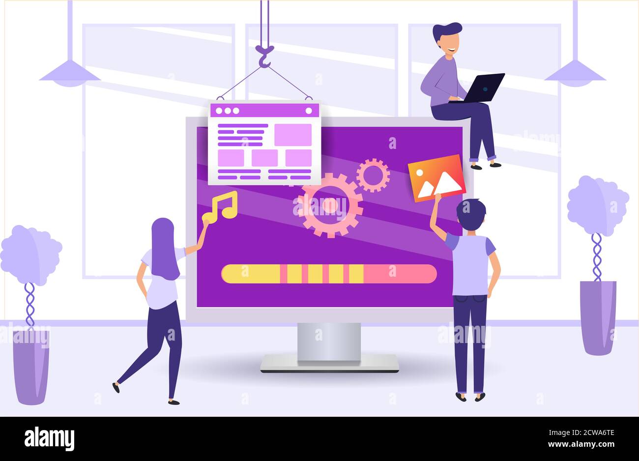 Little people download videos to your computer. Video blog, Team work ...