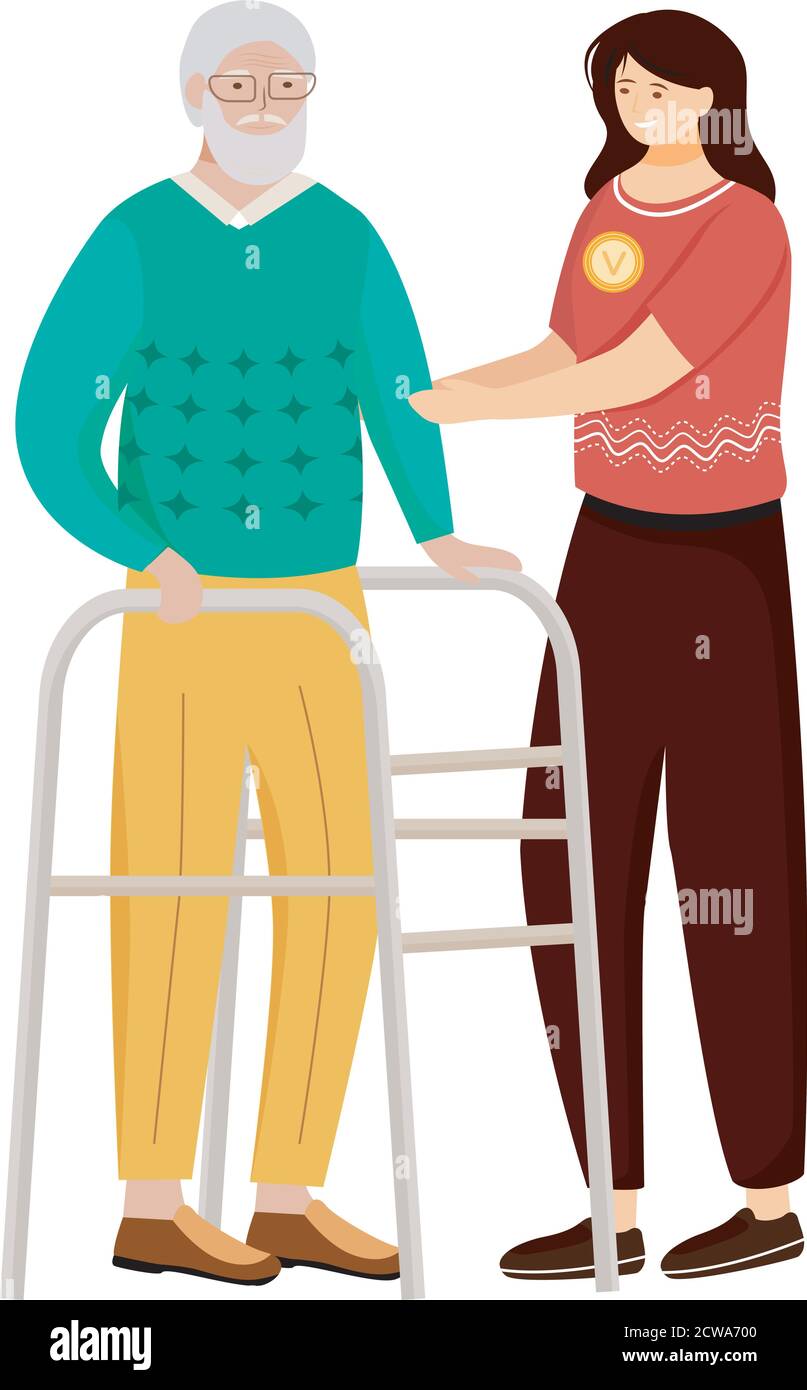 Elderly nursing flat vector illustration Stock Vector Image & Art - Alamy