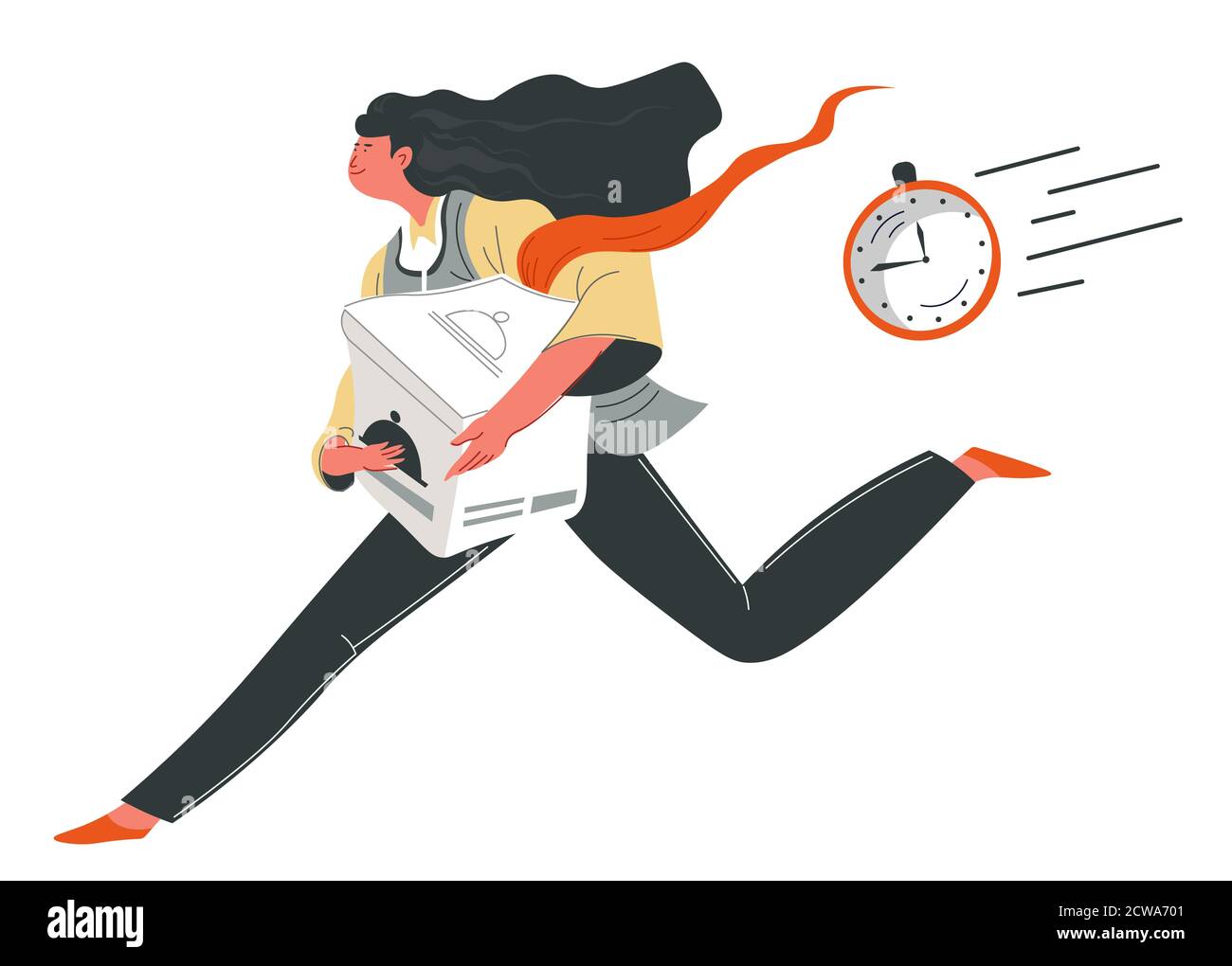 Quick food delivery, courier running with box Stock Vector Image & Art ...