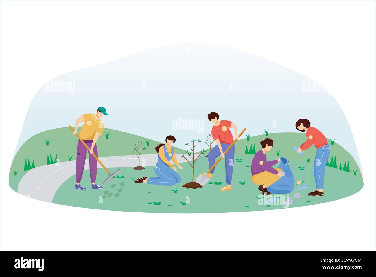 Community work day flat vector illustration Stock Vector Image & Art ...