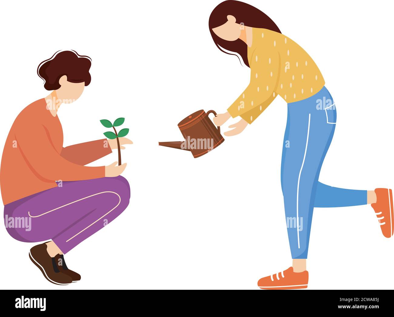 People growing plants flat vector illustration Stock Vector Image & Art ...