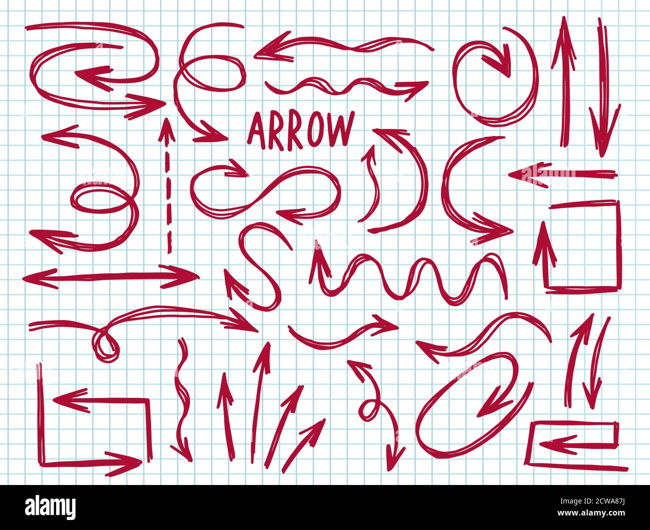 Arrow collection hand drawn style. Drawing line element design Stock ...
