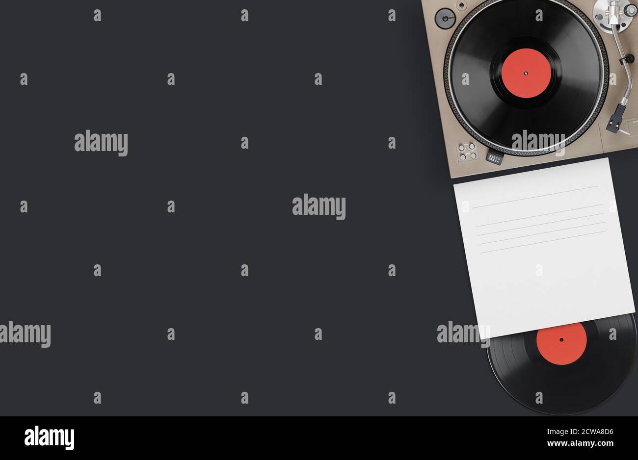 Vintage turntable with vinyl LP record. Top view Stock Photo - Alamy