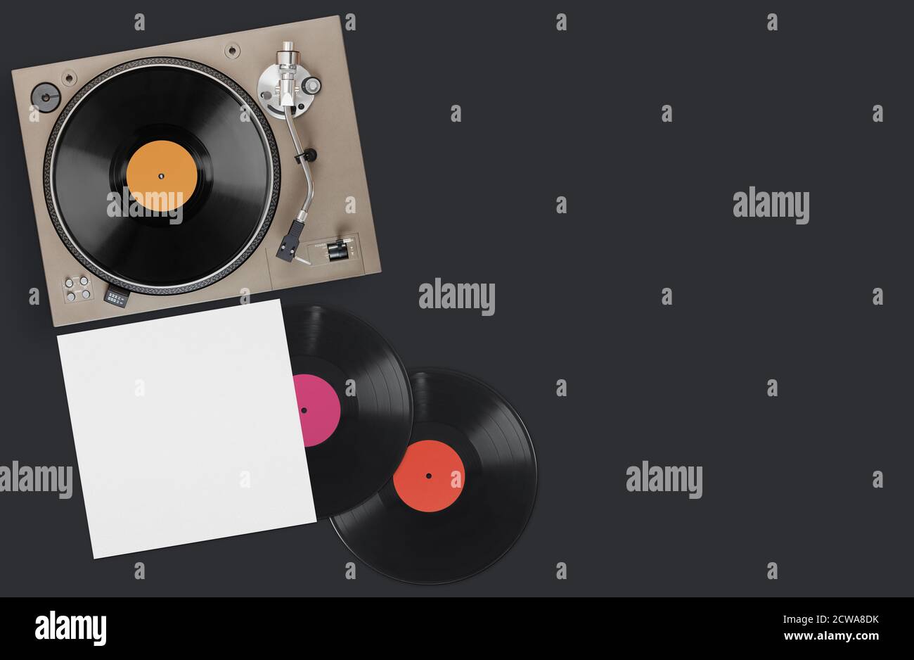 Vintage turntable with vinyl LP record. Top view Stock Photo - Alamy