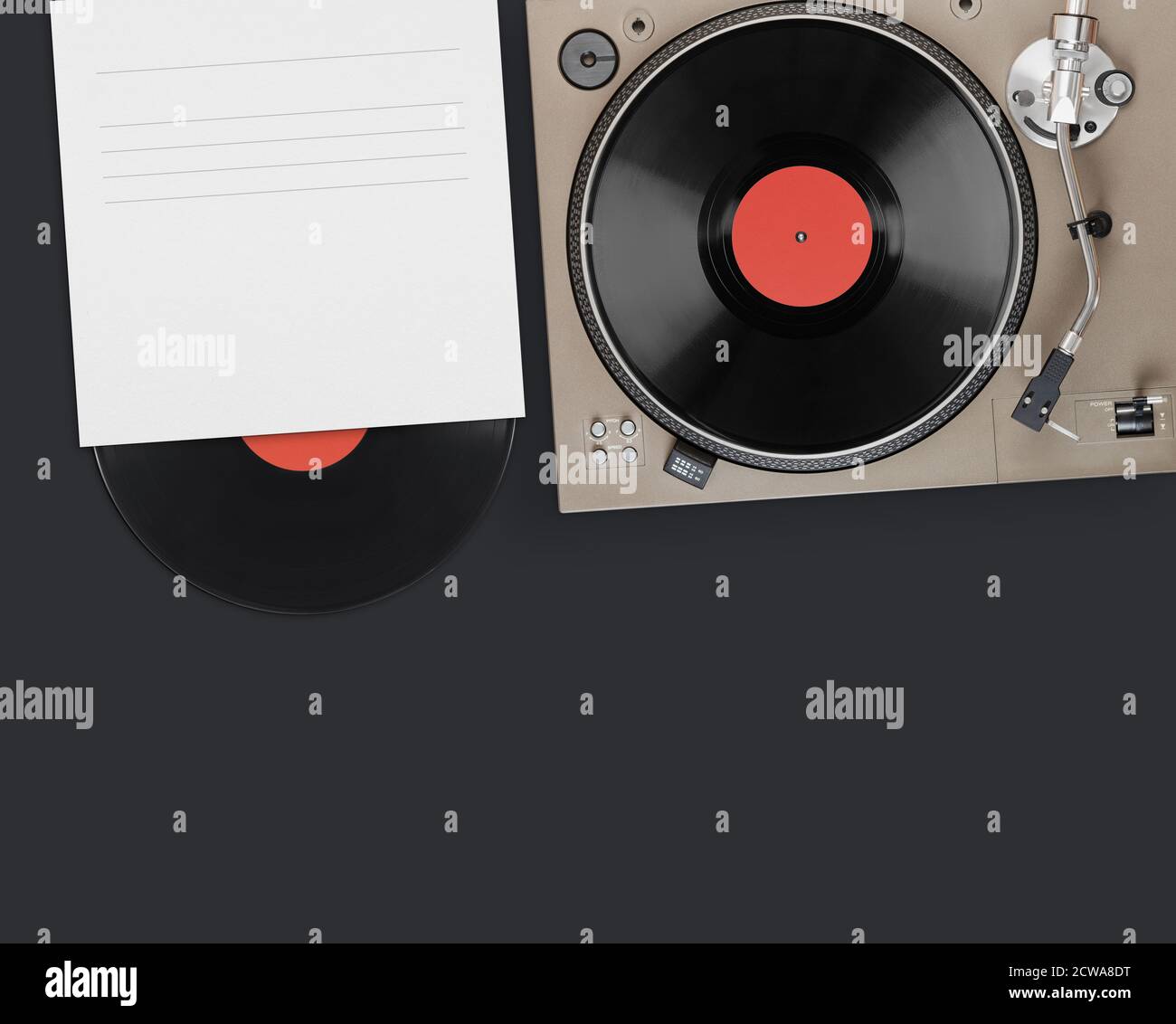 Vintage turntable with vinyl LP record. Top view Stock Photo - Alamy