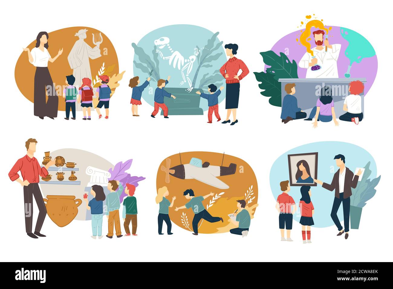 School children on excursion in museums vector Stock Vector Image & Art ...