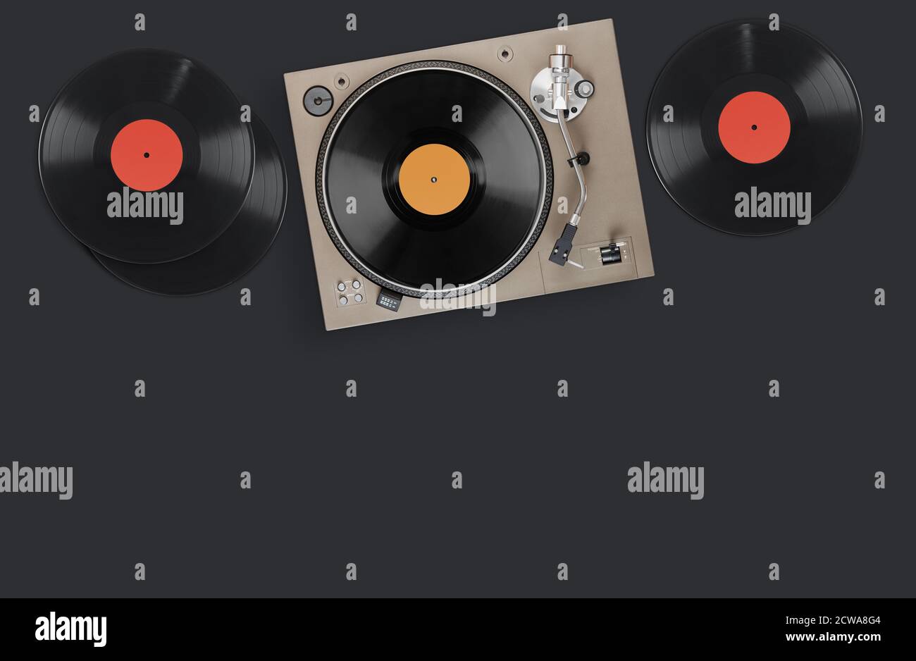 Vintage turntable with vinyl LP record. Top view Stock Photo - Alamy