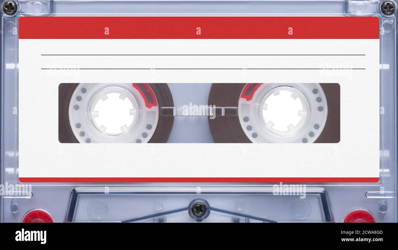 audio cassette with blank label close up Stock Photo - Alamy