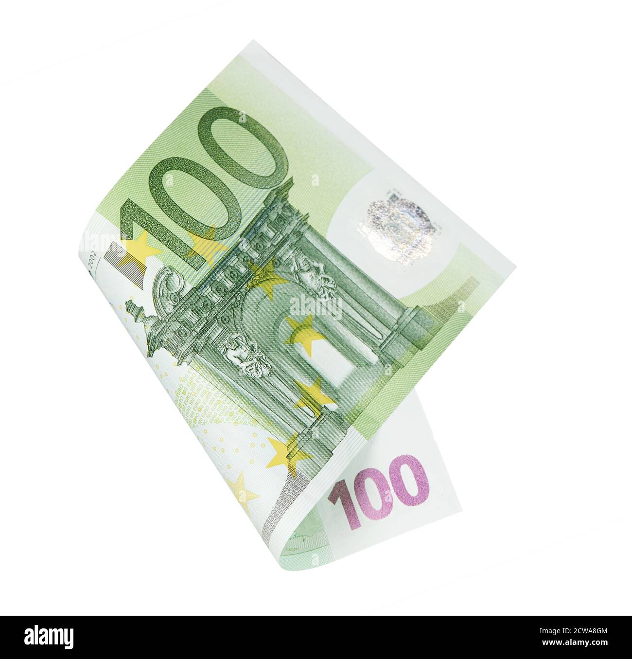 One hundred euro banknote isolated on white background with clipping ...