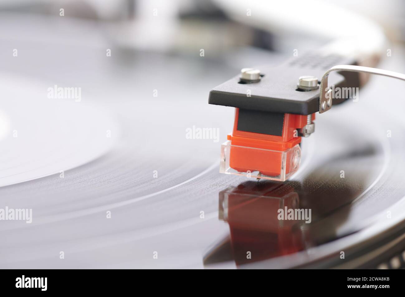 tonearm of turntable player with long play or vinyl LP record Stock ...