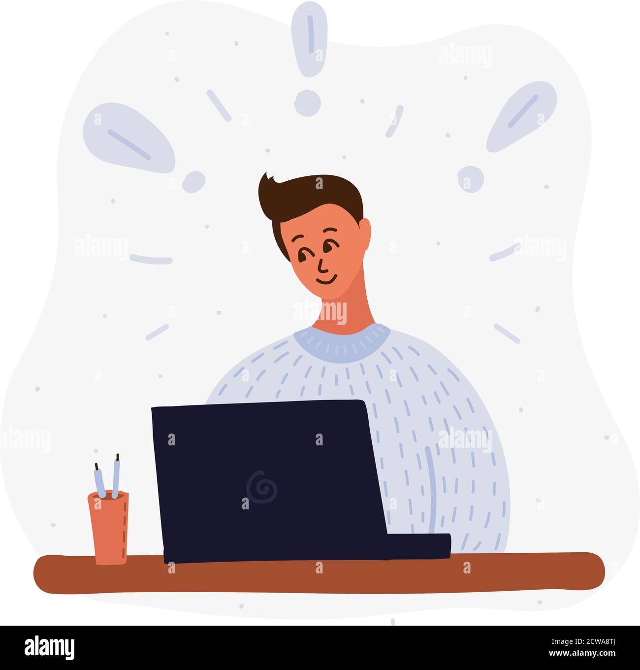 Boy playing game laptop Stock Vector Images - Alamy