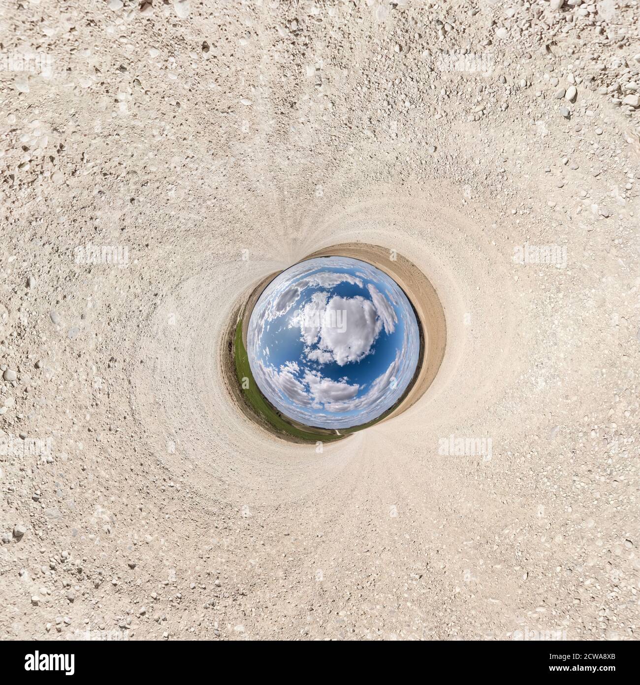 Inversion of blue tiny planet transformation of spherical panorama 360 ...