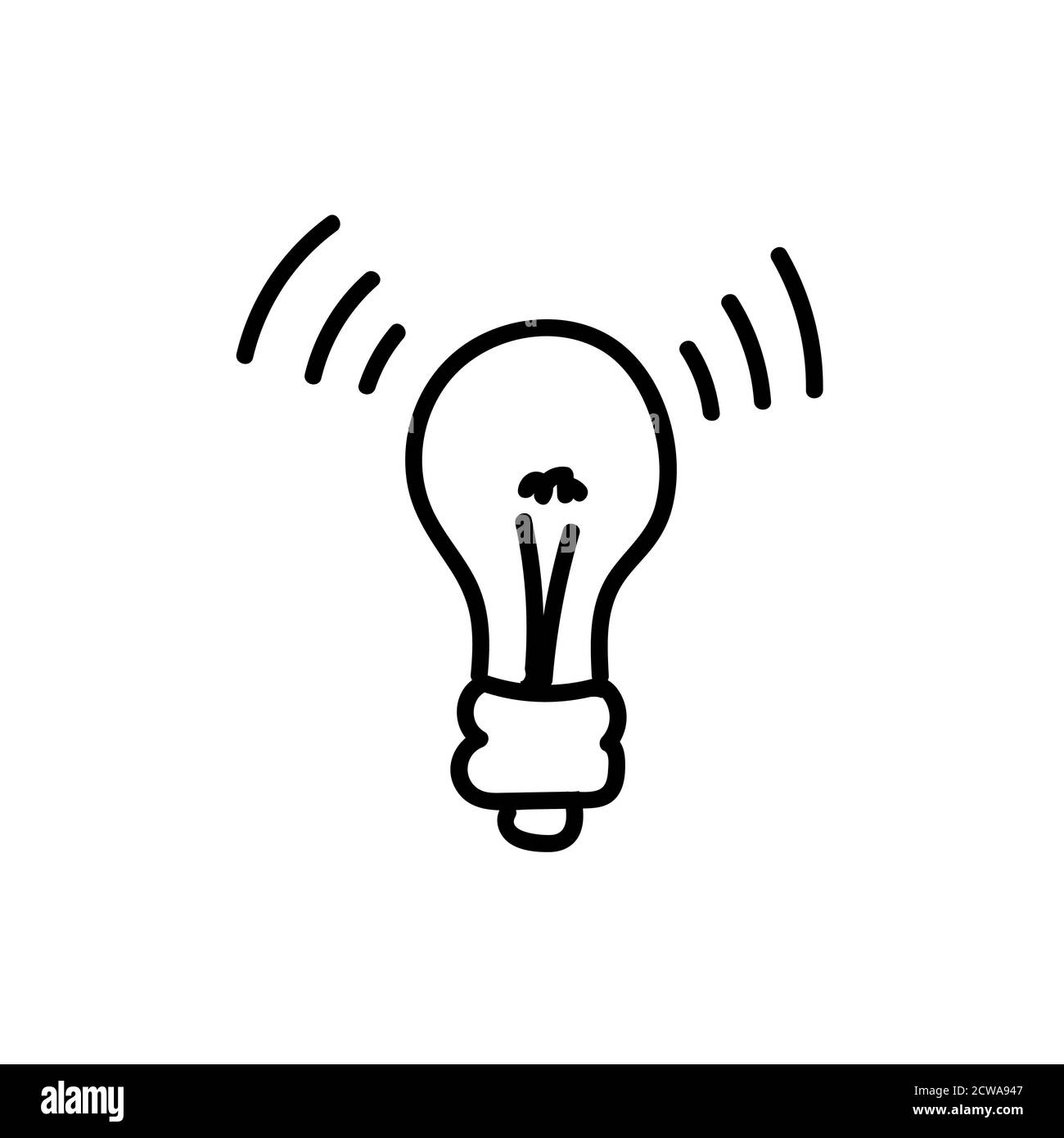 Doodle lamp. Simple Vector light bulb icon with concept of idea. vector ...