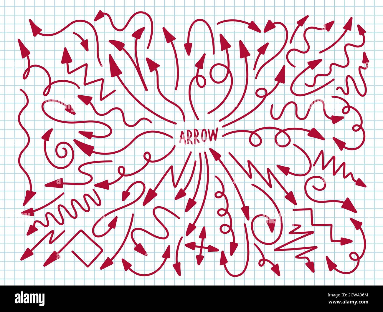 Arrow collection hand drawn style. Drawing line element design Stock ...