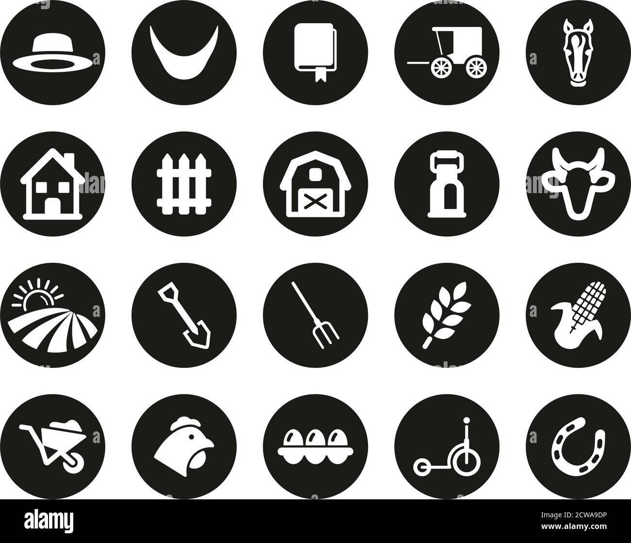 Amish Lifestyle Or Amish Culture Icons White On Black Flat Design ...