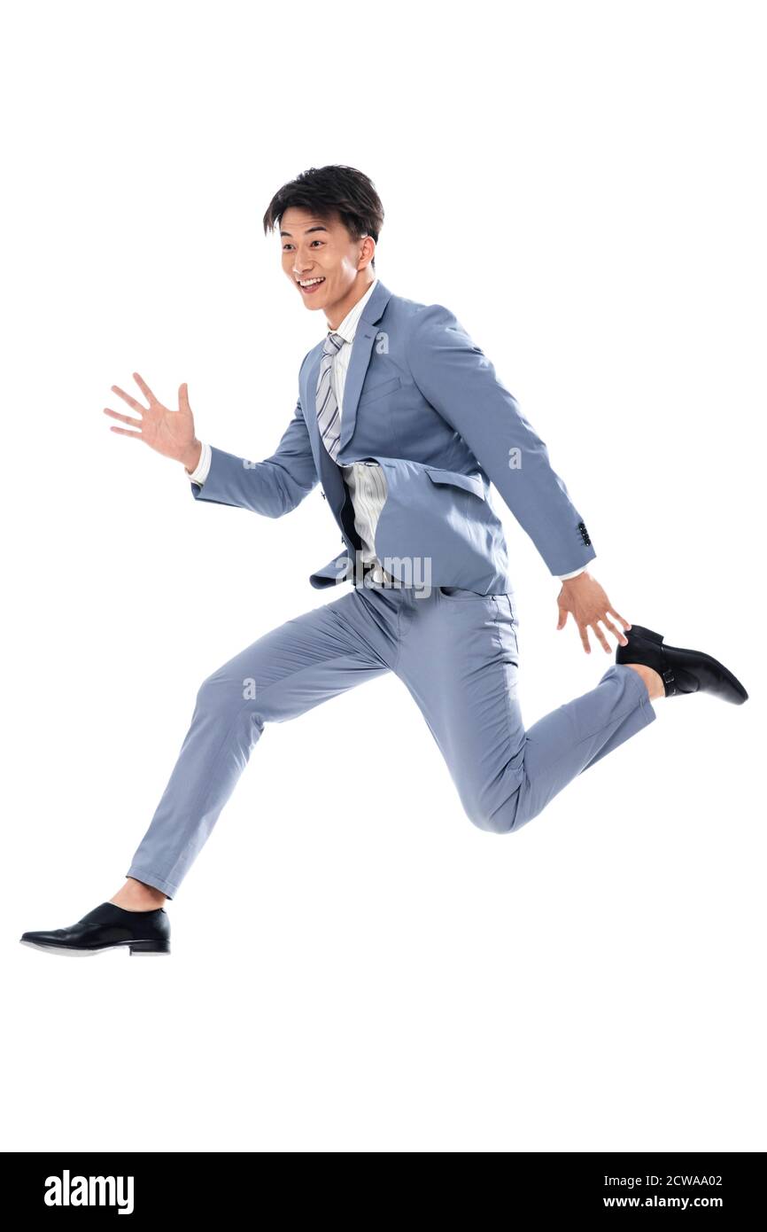 Business men running jump Stock Photo - Alamy