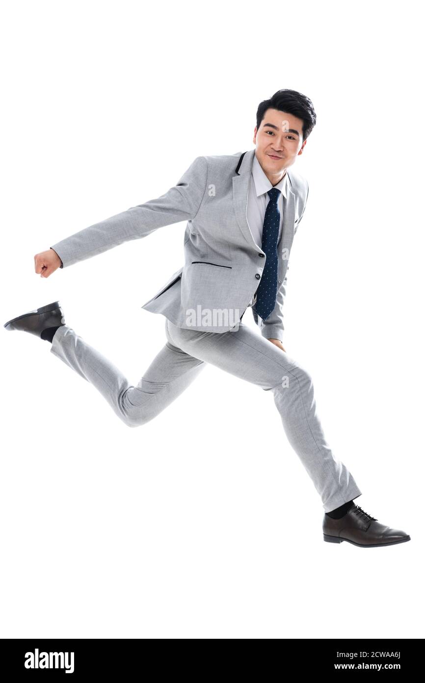 Business men running jump Stock Photo - Alamy