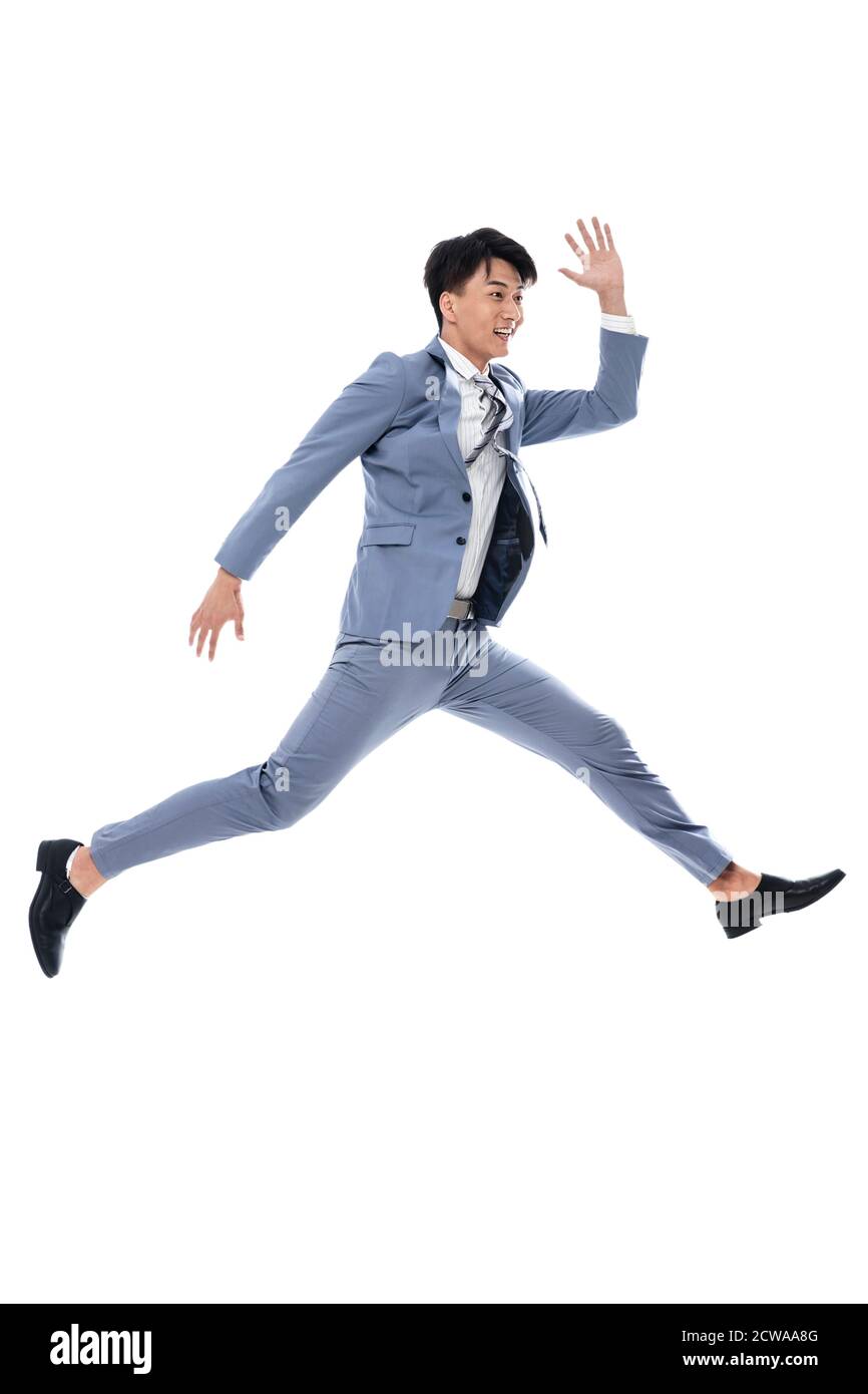 Business men running jump Stock Photo - Alamy