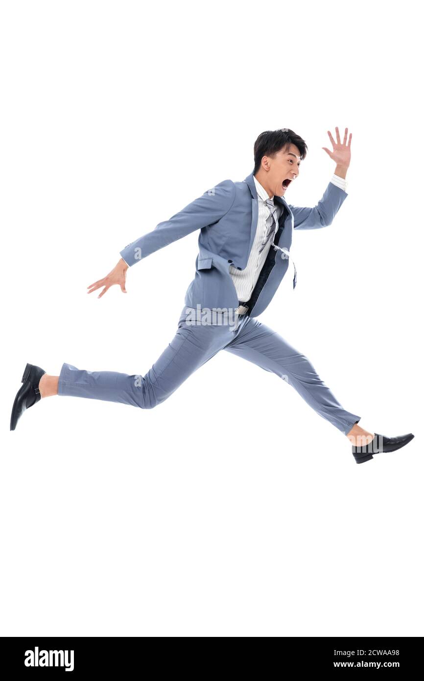 Business men running jump Stock Photo - Alamy