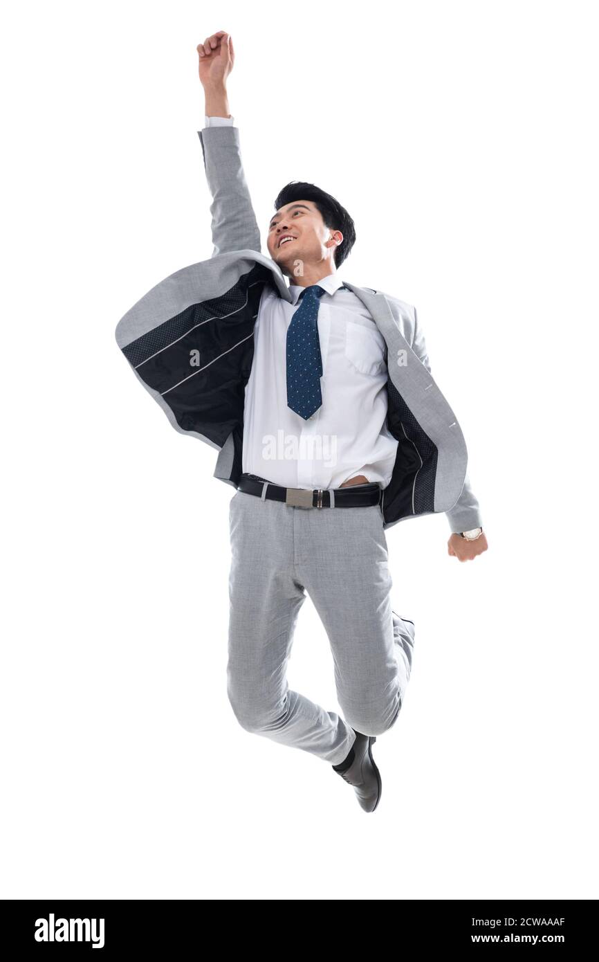 Cheer jump business man Stock Photo - Alamy