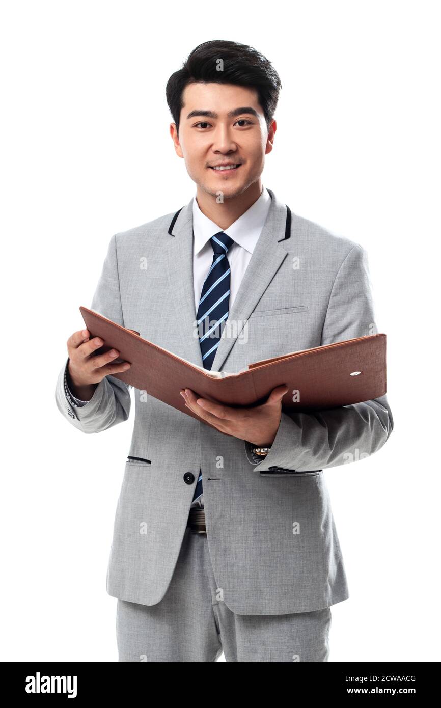 Business man with a file Stock Photo - Alamy