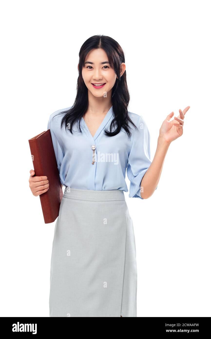 With a file business lady Stock Photo - Alamy