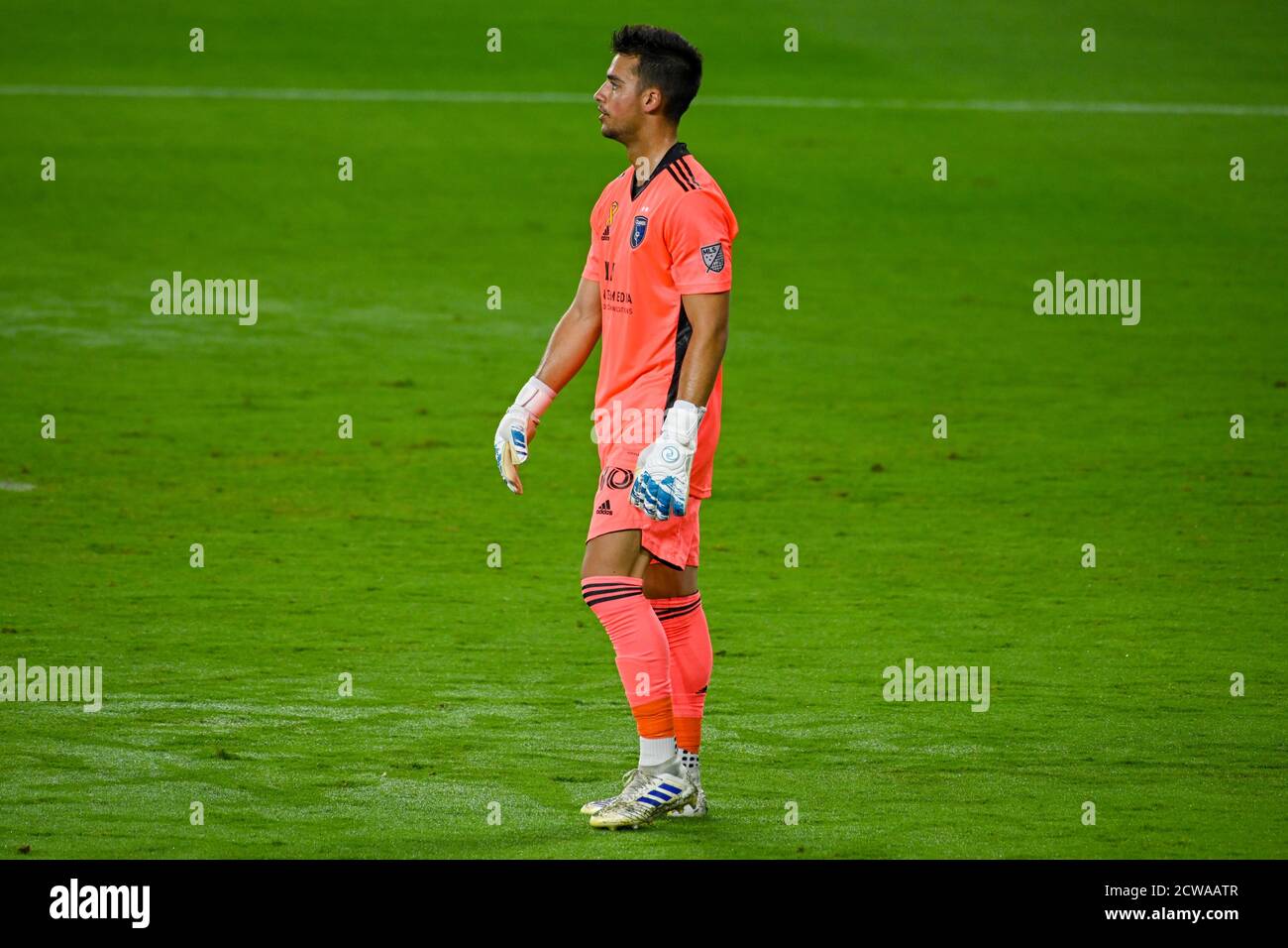 San Jose Earthquakes goalkeeper JT Marcinkowski (18) gestures during a ...