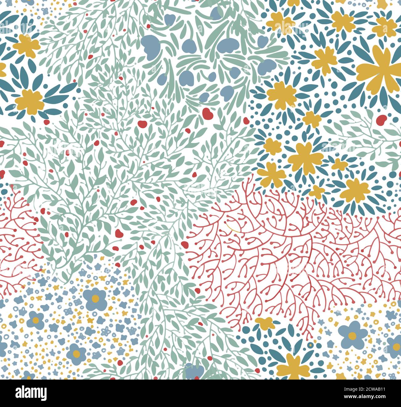 Spring flowers in blossom, floral seamless pattern Stock Vector Image ...