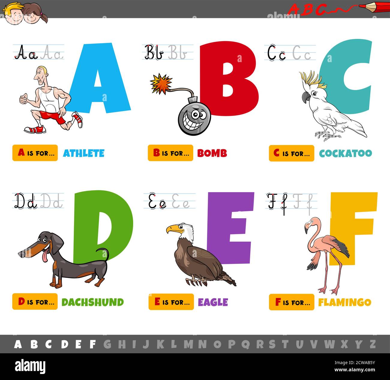 Cartoon Illustration of Capital Letters Alphabet Educational Set for ...