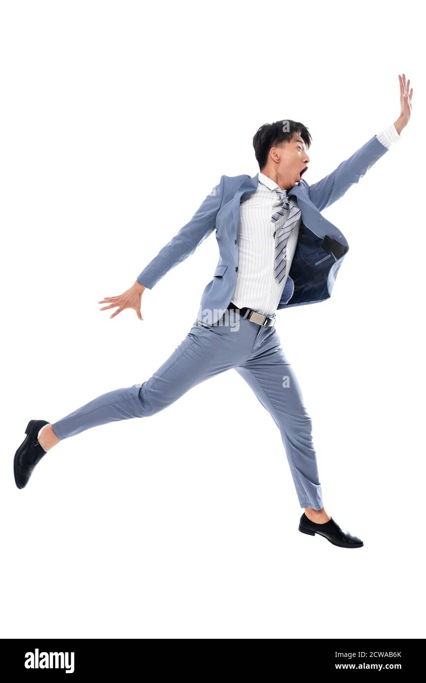 Cheerful excited man running jumping hi-res stock photography and ...
