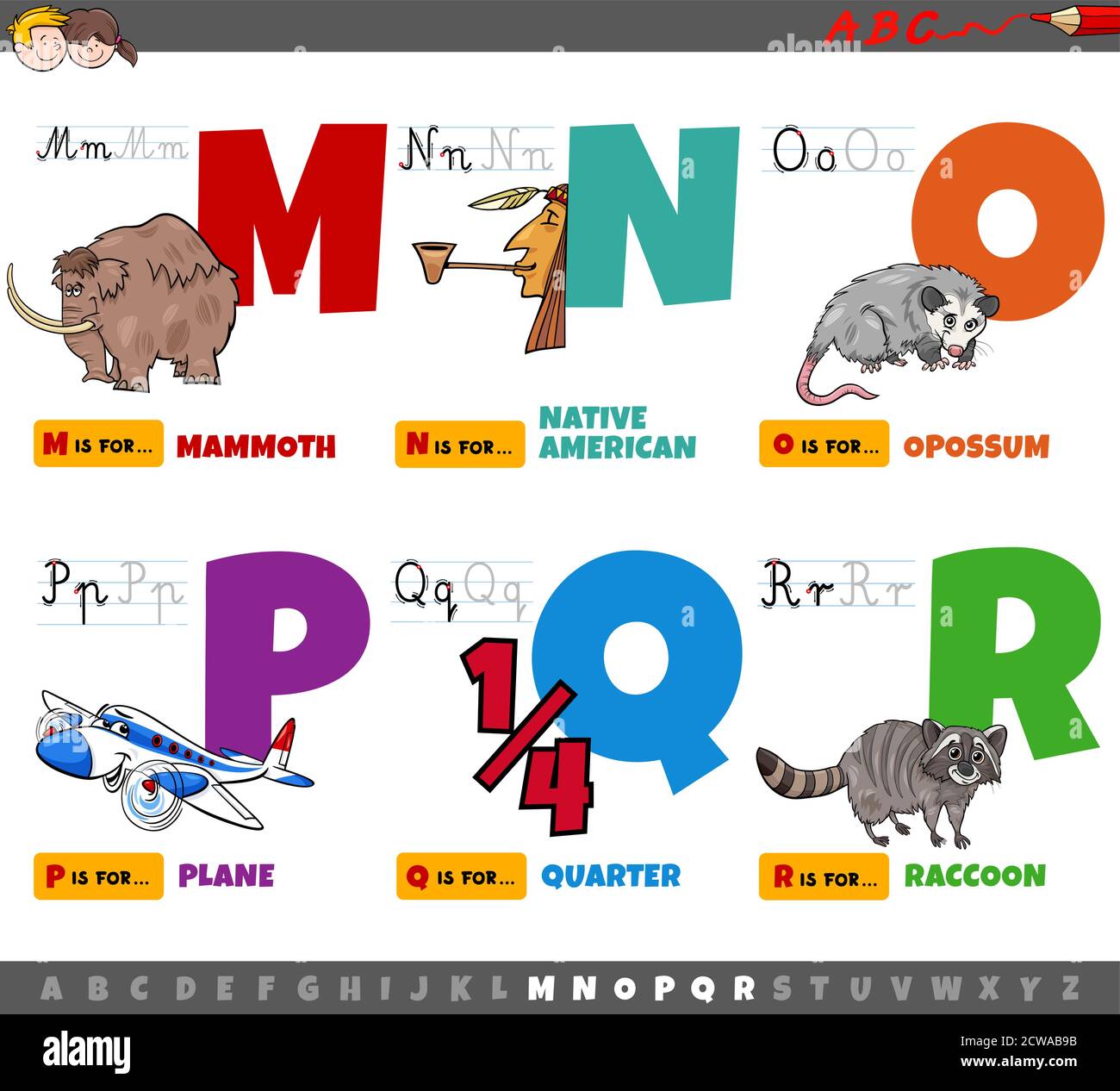 Cartoon Illustration of Capital Letters Alphabet Educational Set for ...